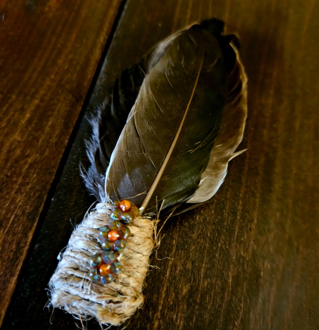 OOAK Handmade Smudging Feather Fan, Small Duck Feather Smudging Fan ...