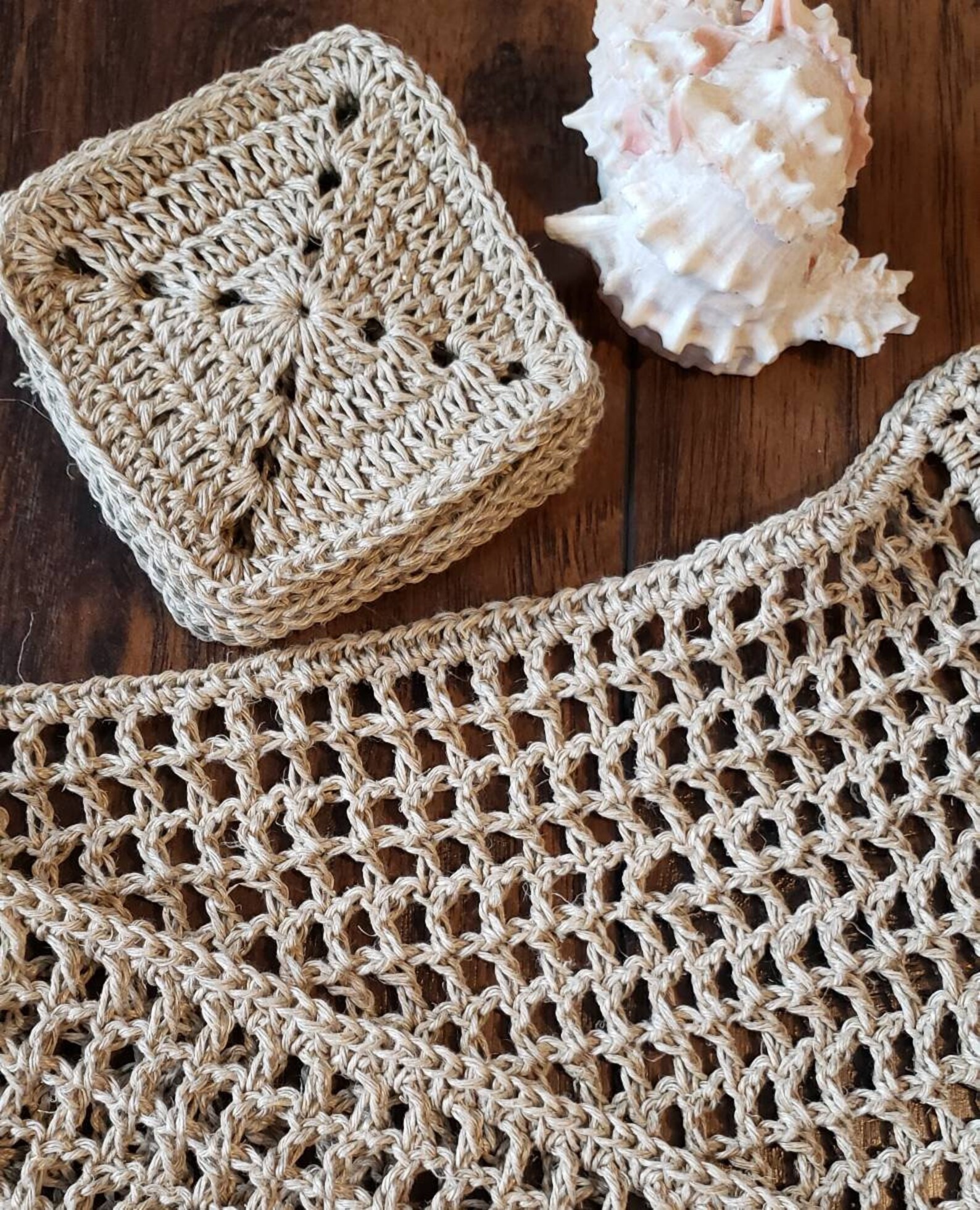 Organic Skin Care Set, Hemp Body Scrubber, Eco Friendly Bath, Crochet ...