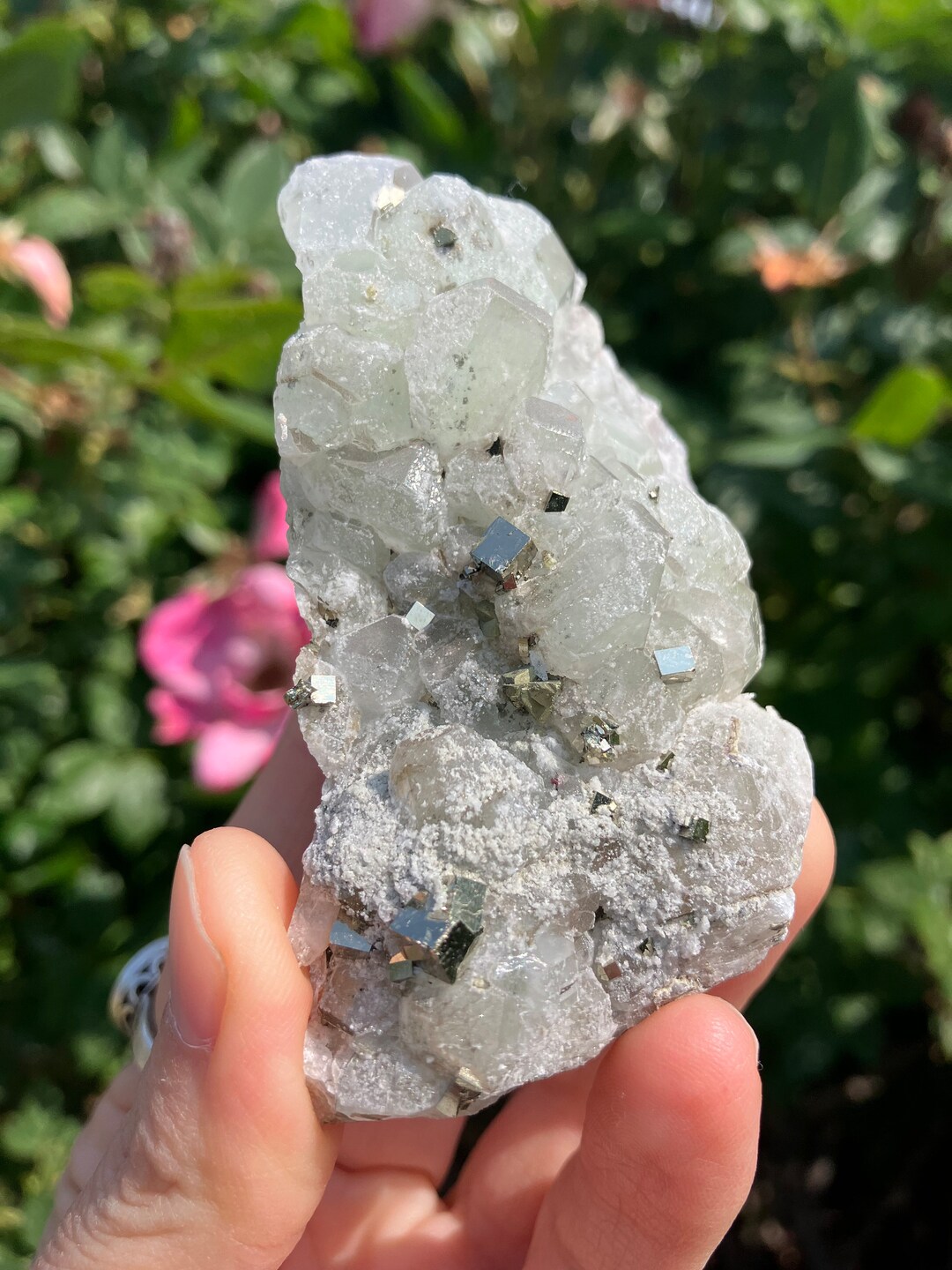 Green Datolite Cluster Pyrite Crystals Mexico - Etsy