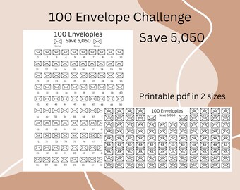 100 Envelope Challenge Printable - Etsy