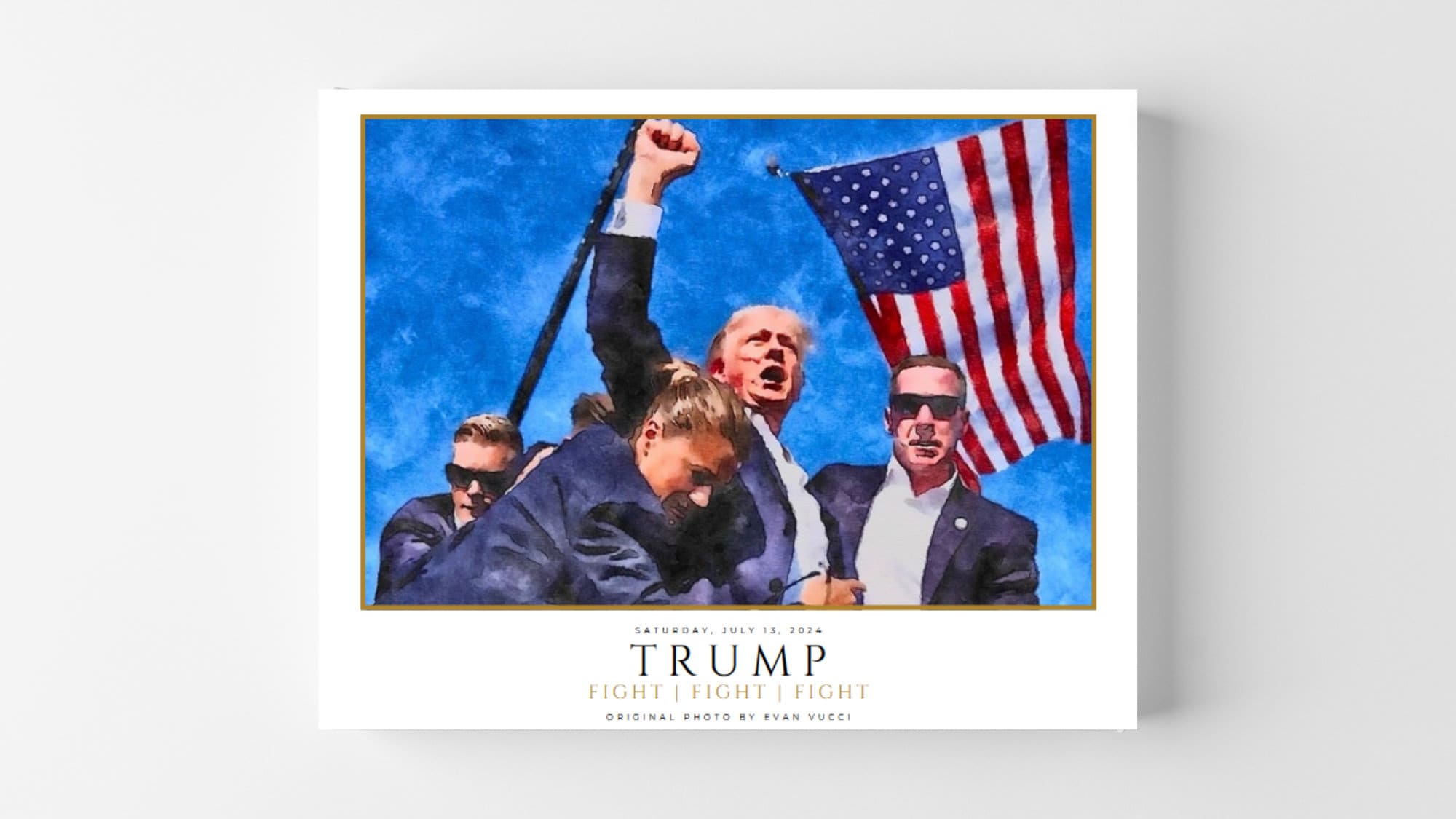 TRUMP Iconic Photo Fight Fight Fight Watercolor Poster Canva Print ...
