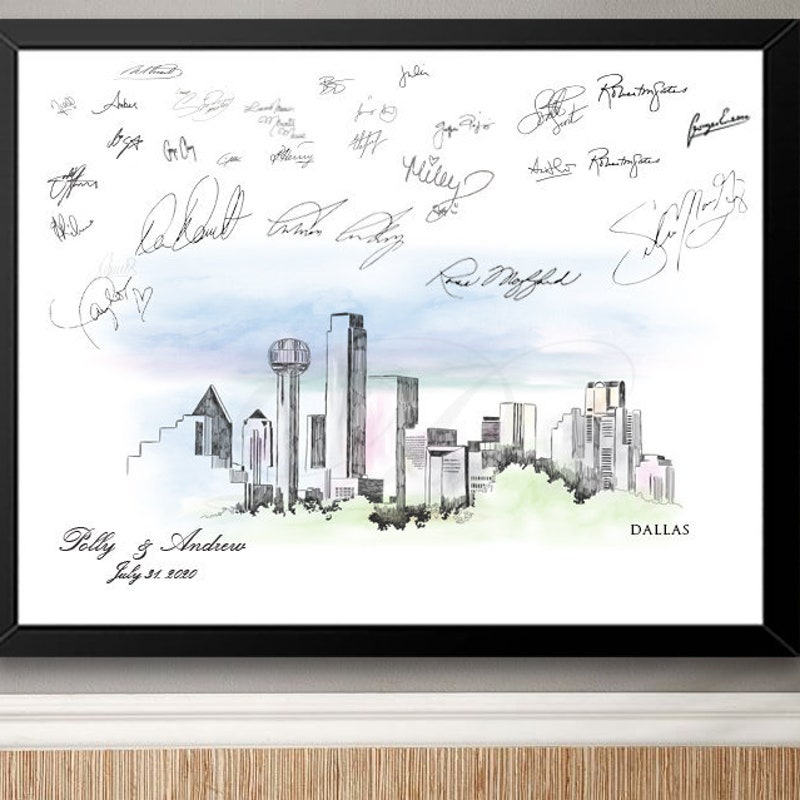 Dallas Skyline Watercolor - Etsy