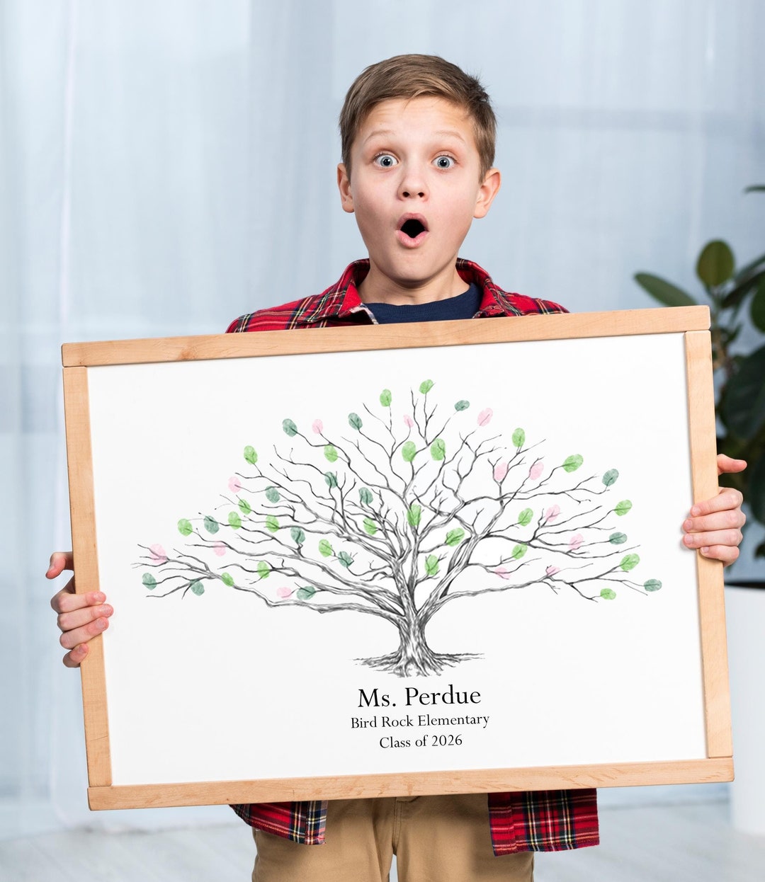 Teacher Gift Fingerprint Tree of Students, Thumbprint Tree, Class Gift ...