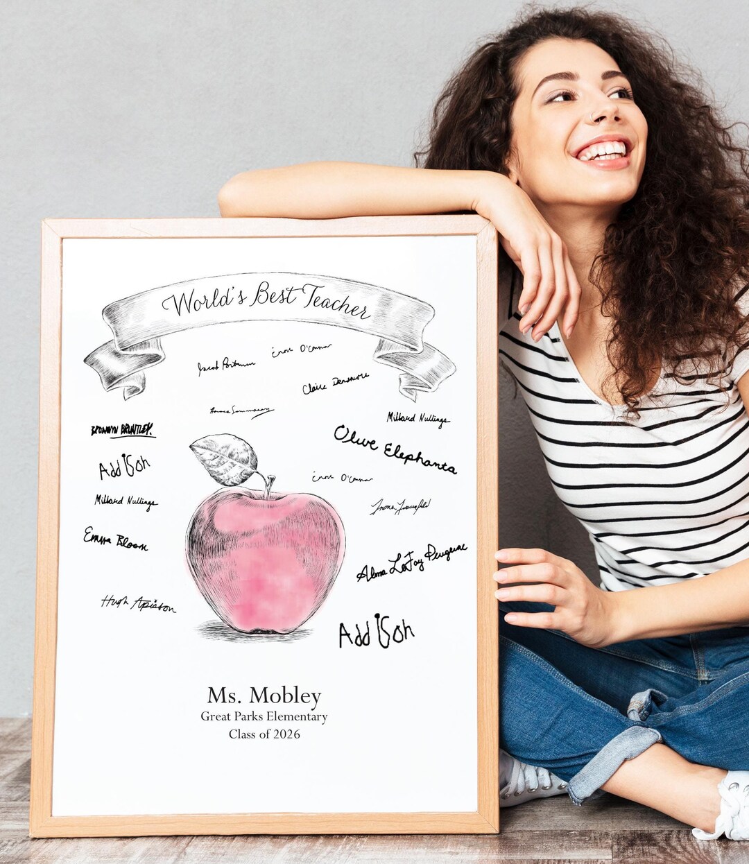 Apple Teacher Gift Print, Worlds Best Teacher, Teacher Gift Idea, Gift ...