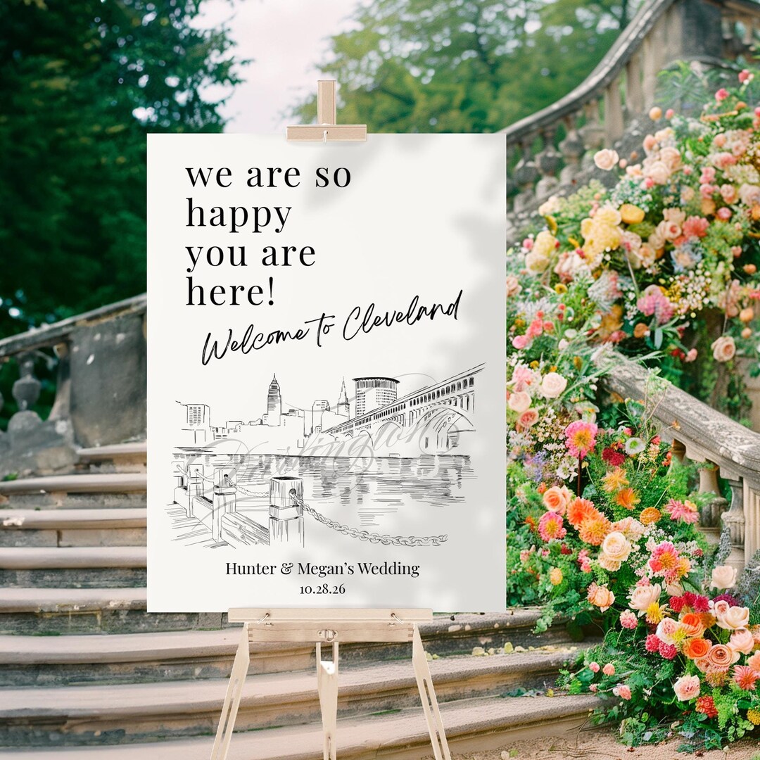 Welcome to Cleveland Wedding Sign: Hand-drawn Archival Print - Etsy