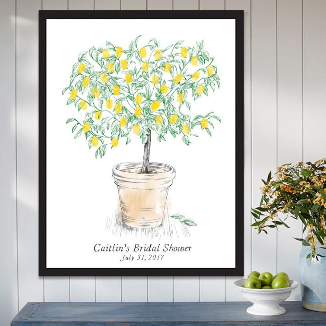 Lemon Tree Wedding Guest Book Alternative, Thumbprint Print ...