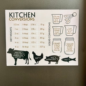 Kitchen Measurement Conversion Magnet Cooking and Baking - Etsy