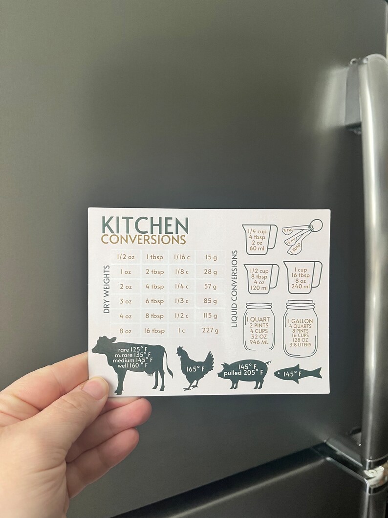 Kitchen Measurement Conversion Magnet Cooking and Baking - Etsy