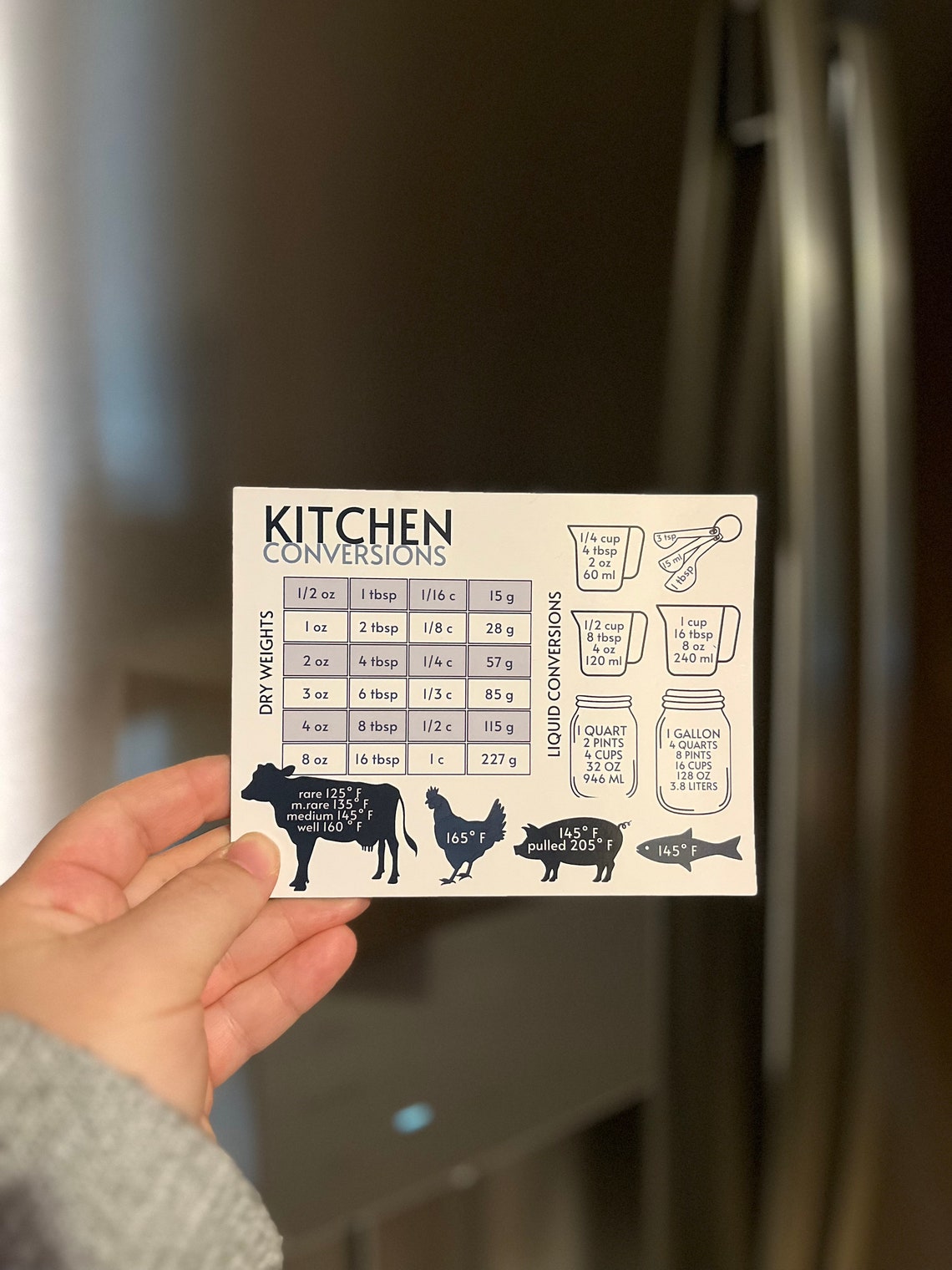 Kitchen Measurement Conversion Magnet Cooking and Baking - Etsy