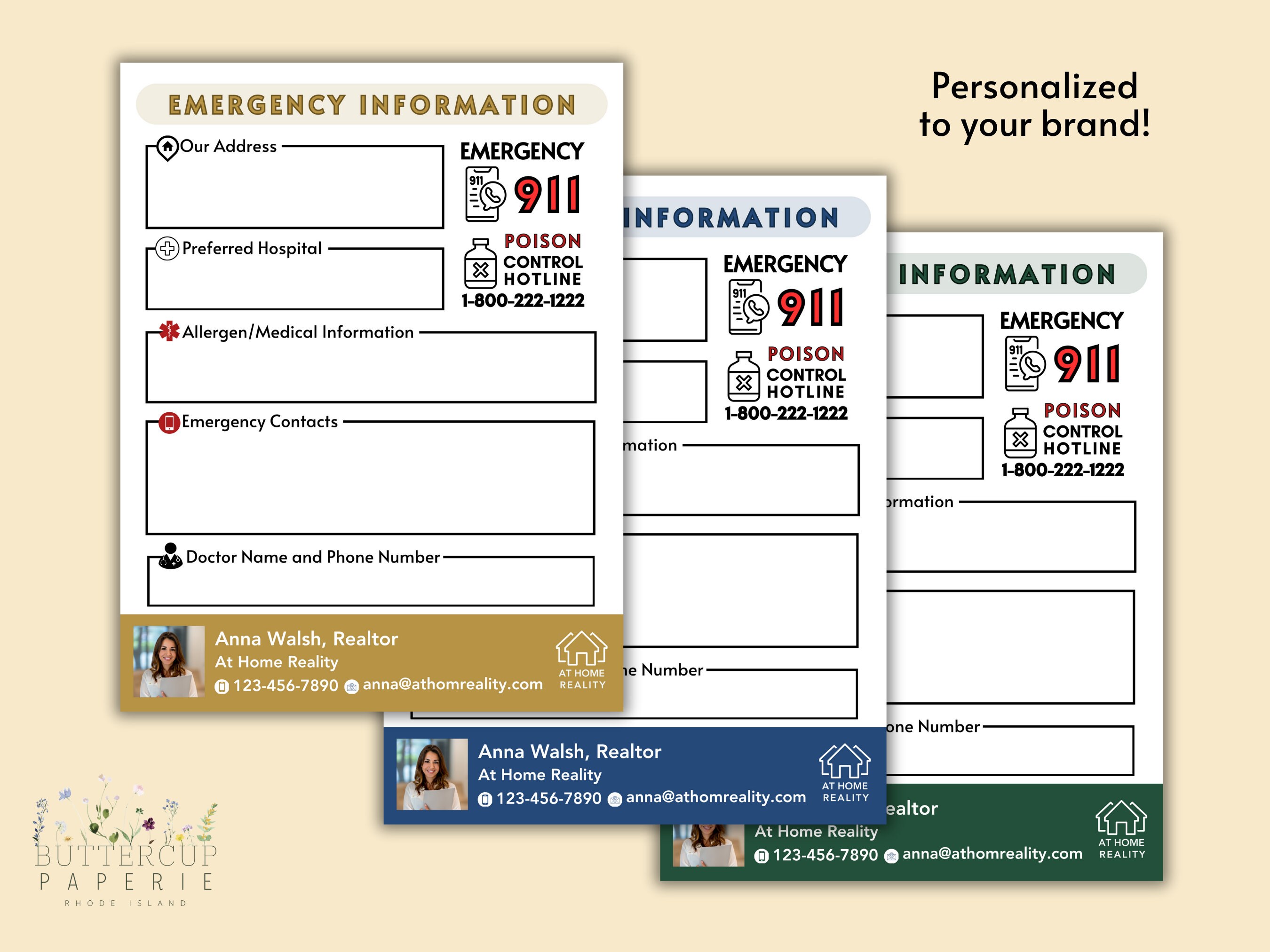 BULK Personalized Emergency Contact Magnet, Customer Appreciation Gift ...