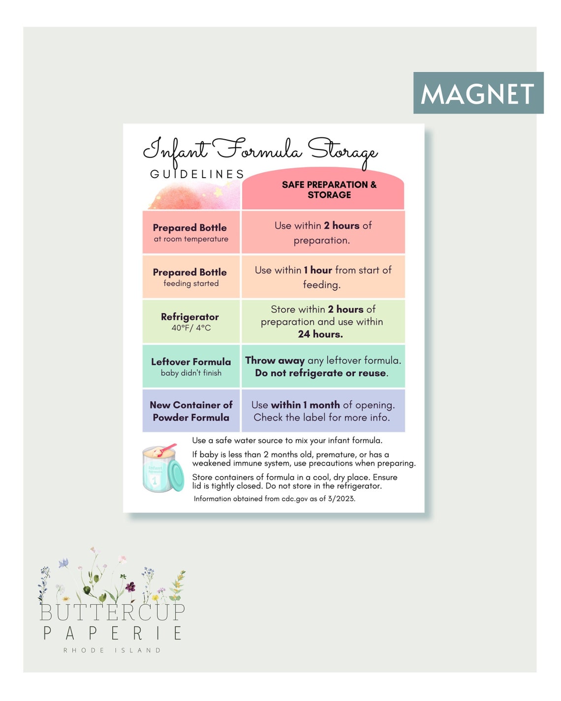 MAGNET: Safe Infant Formula Storage Magnet | New Parent Baby Formula ...