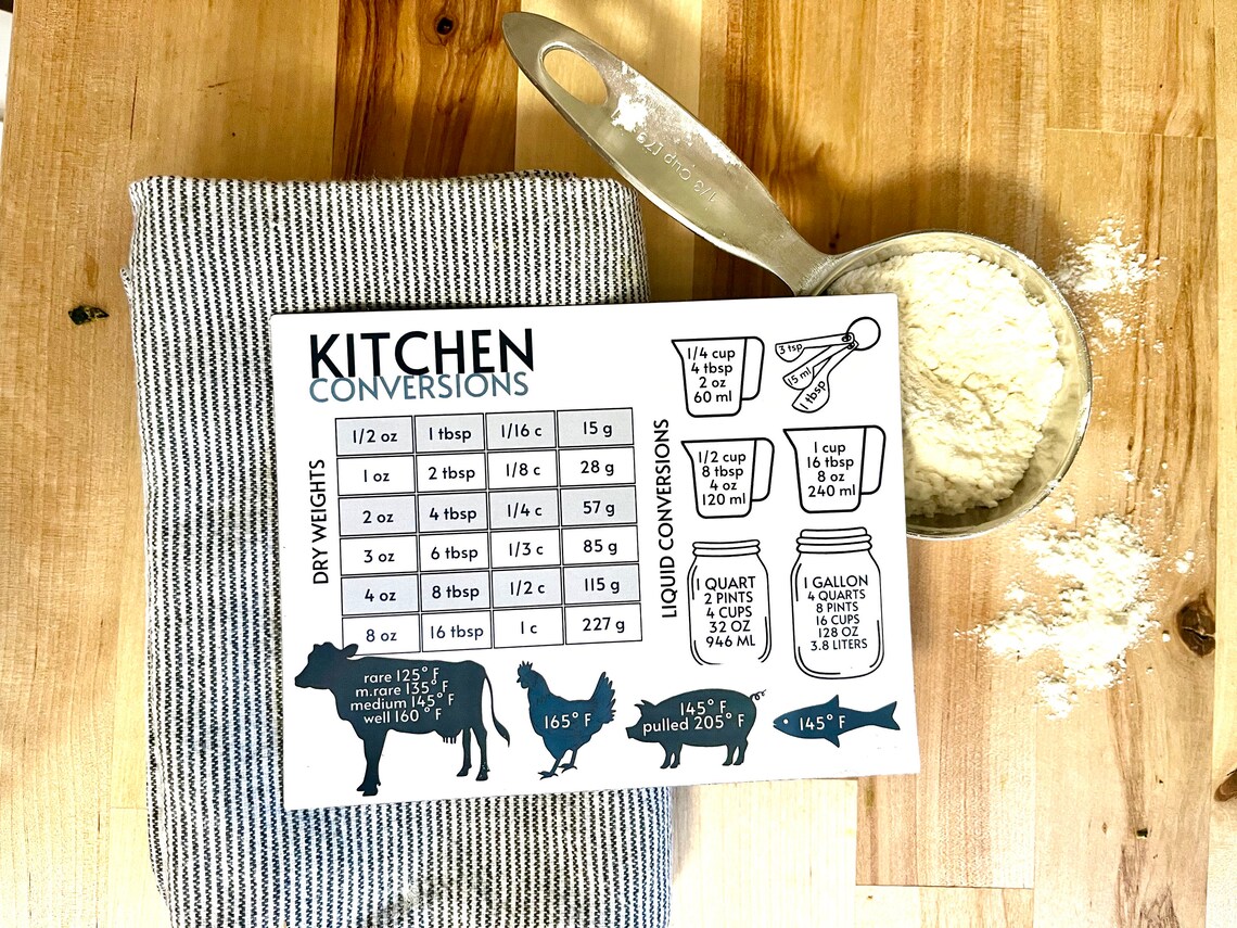 Kitchen Measurement Conversion Magnet Cooking and Baking - Etsy