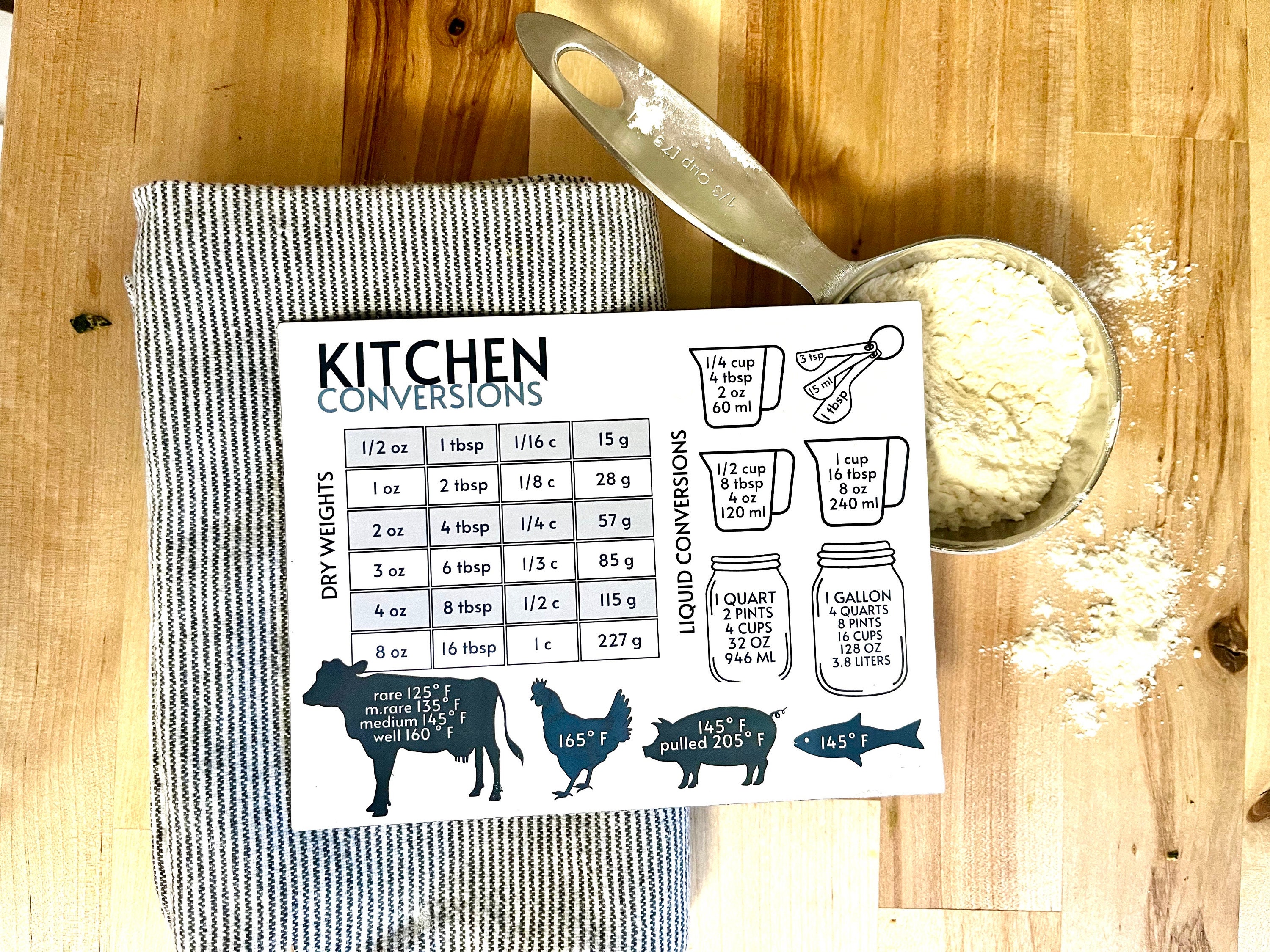 Kitchen Measurement Conversion Magnet Cooking and Baking - Etsy