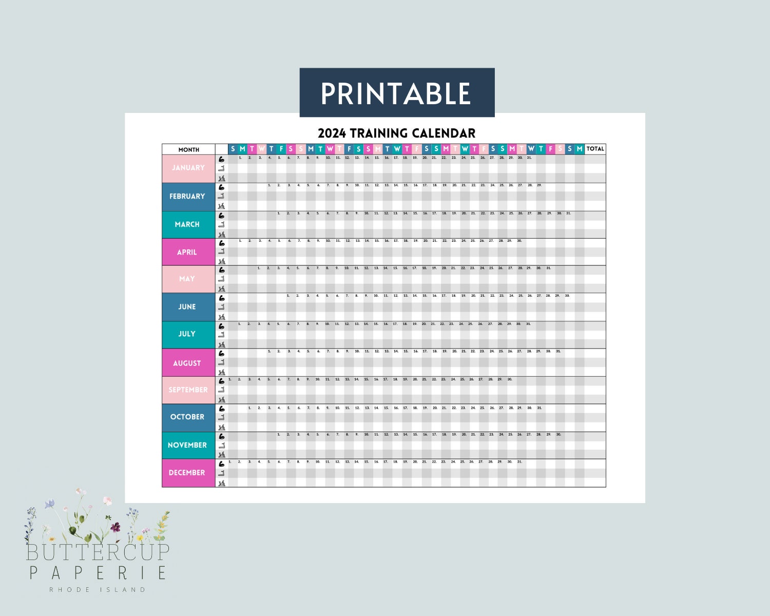 2024 Training Log Calendar for Strength, Run, and Bike Cardio and ...