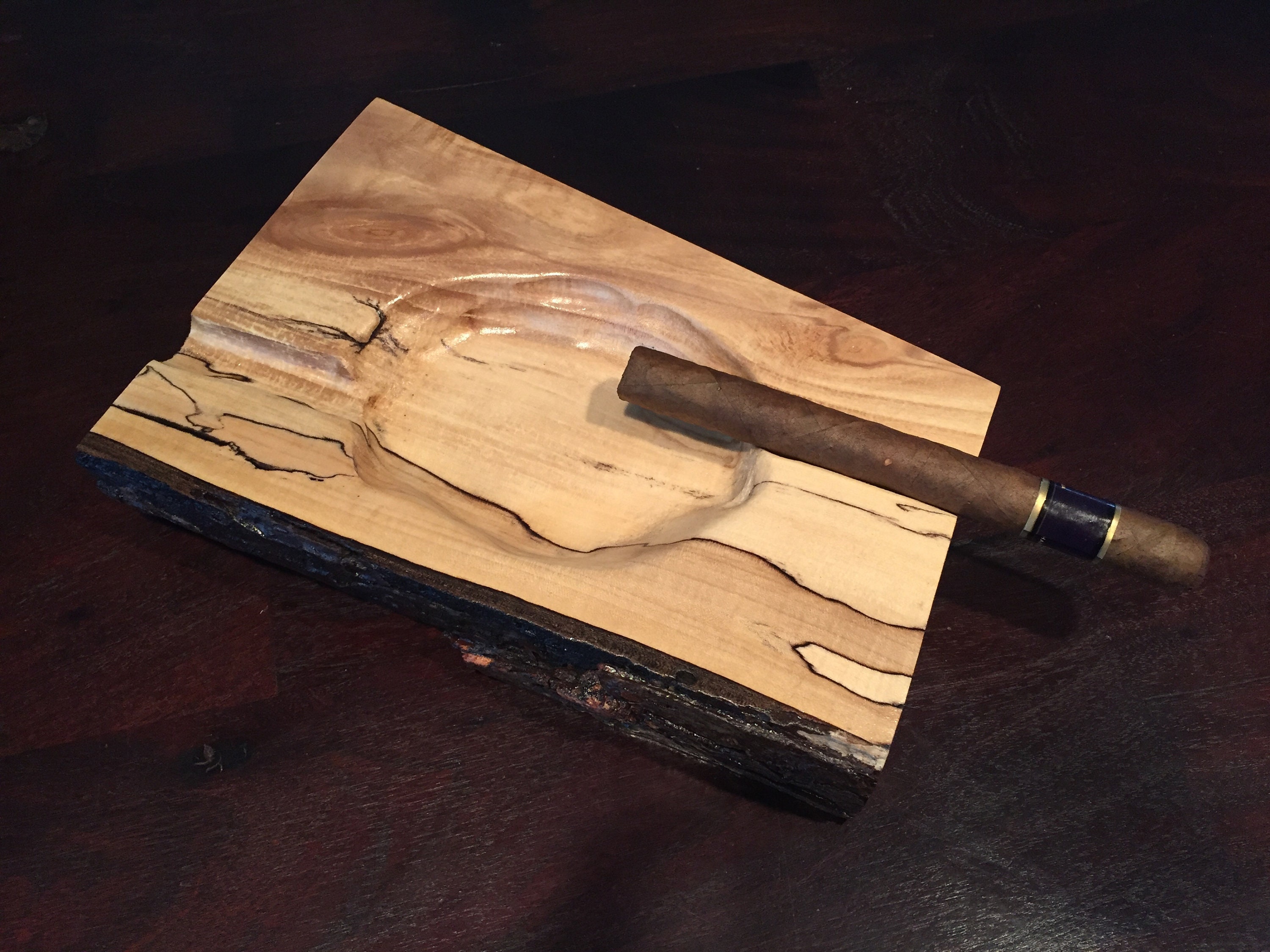 Collectibles Hand Turned Spalted Hard Maple Cigar Stand Tobacciana Art ...