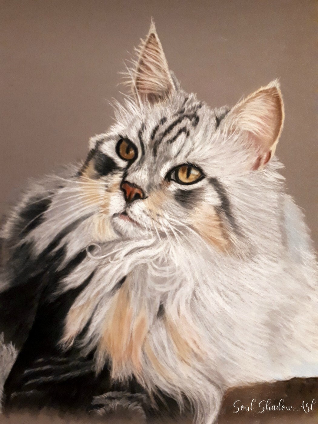Custom Hand Painted Cats in Pastels, Maine Coons, Tabby Cats, Calico ...