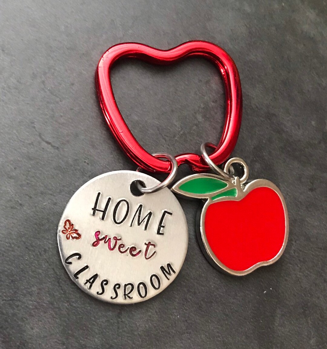 Teacher Back to School Apple Keychain - Etsy