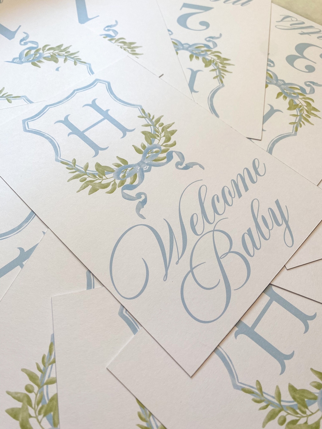 Watercolor Monogram Crest Baby Milestone Cards | Baby Shower Gift ...