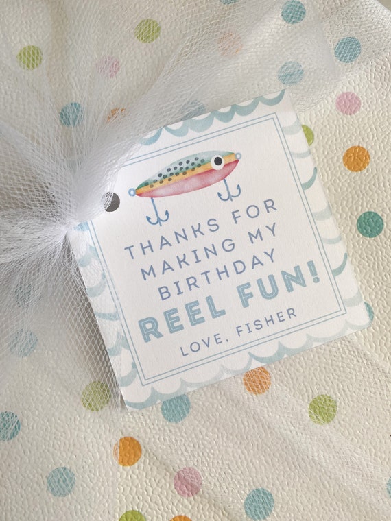Reel Fun Thank You Tag Fishing Party Favor Tag Watercolor - Etsy
