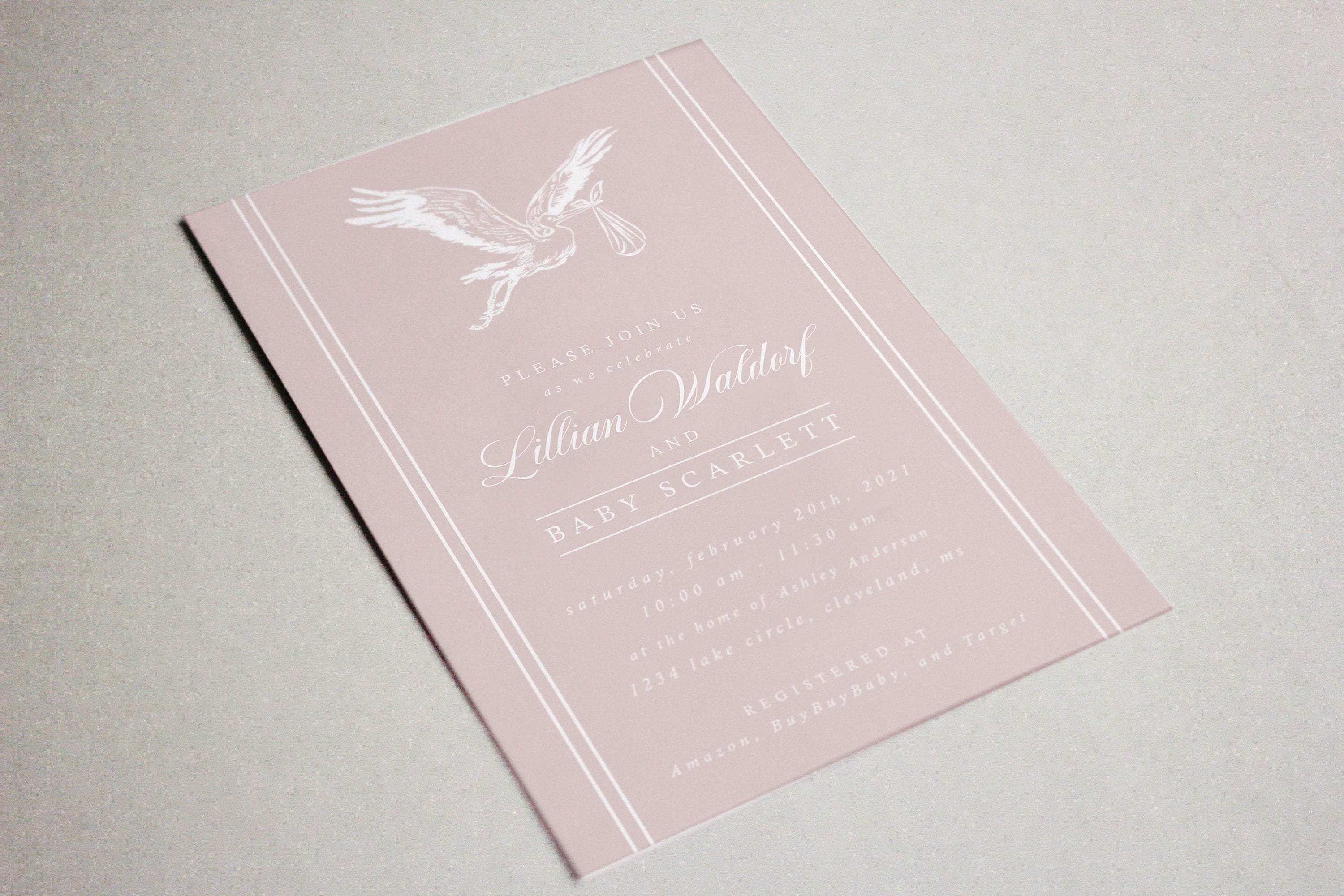 Stork Baby Shower Invitation Classic Baby Shower Invite - Etsy
