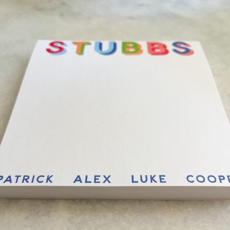 Colorful Personalized Family Notepad | Last Name Notepad Custom ...