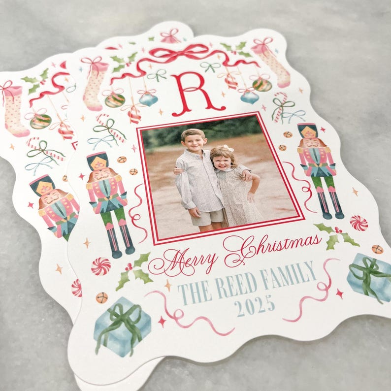 Watercolor Nutcracker Christmas Family Photo Card | Wavy Merry ...