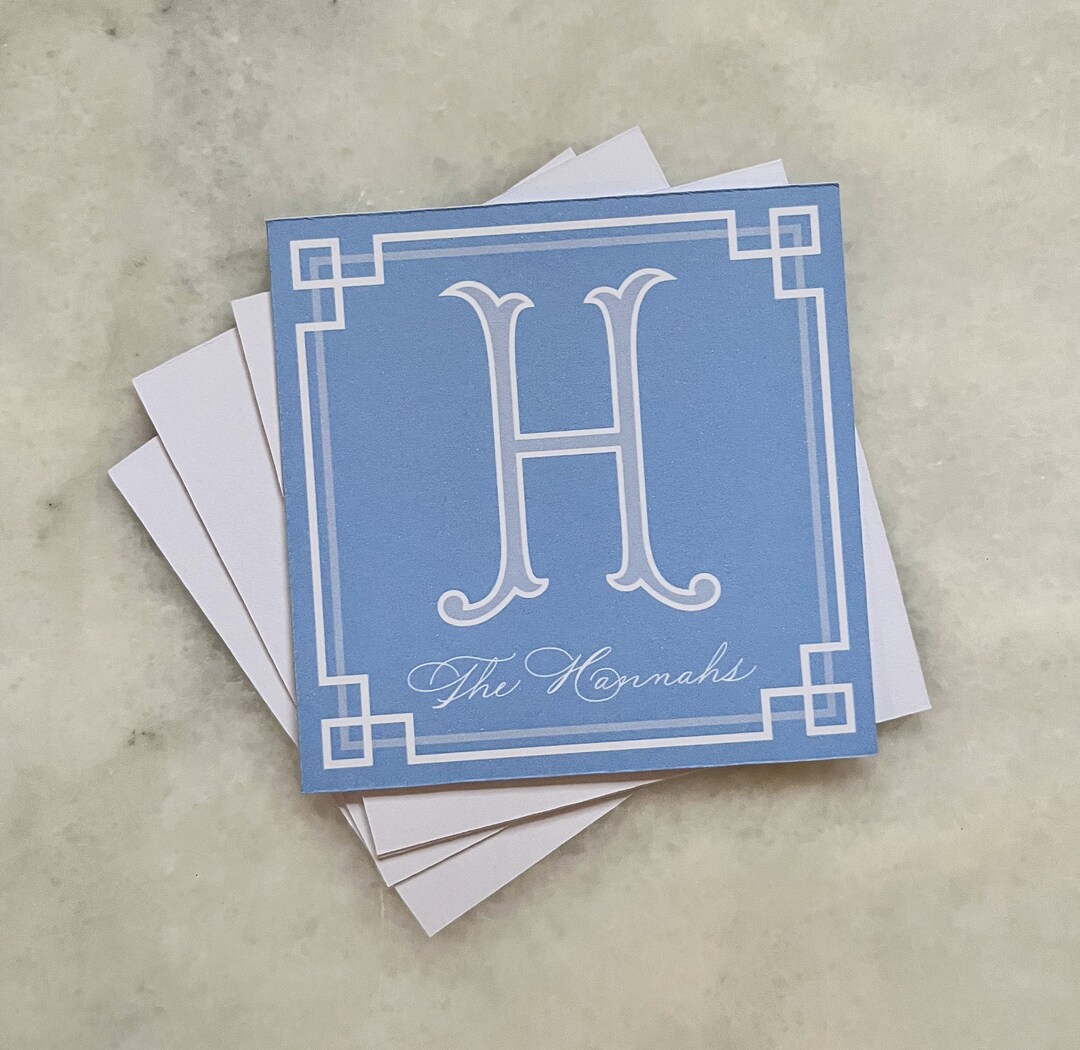 Square Geometric Family Monogram Calling Cards | Initial Enclosure ...