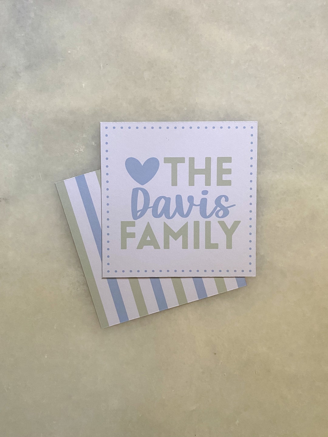 Colorful Family Name Calling Cards | Heart Gift Tag | Family Gift ...
