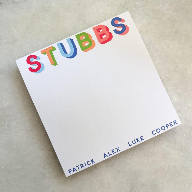 Colorful Personalized Family Notepad | Last Name Notepad Custom ...