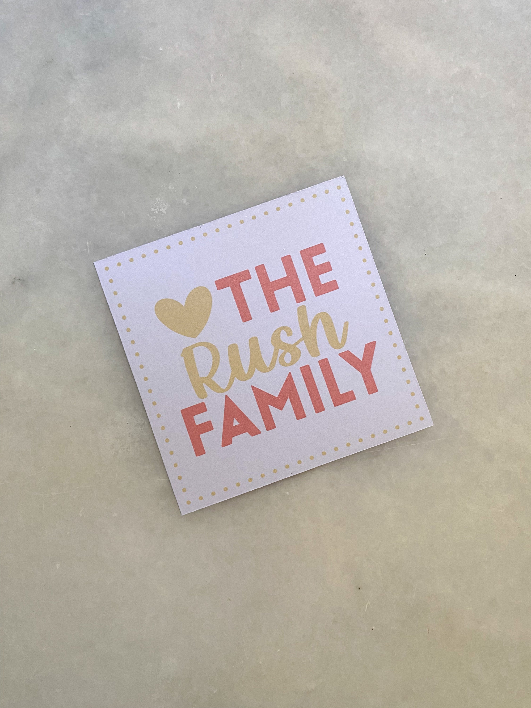 Colorful Family Name Calling Cards Heart Gift Tag Family - Etsy