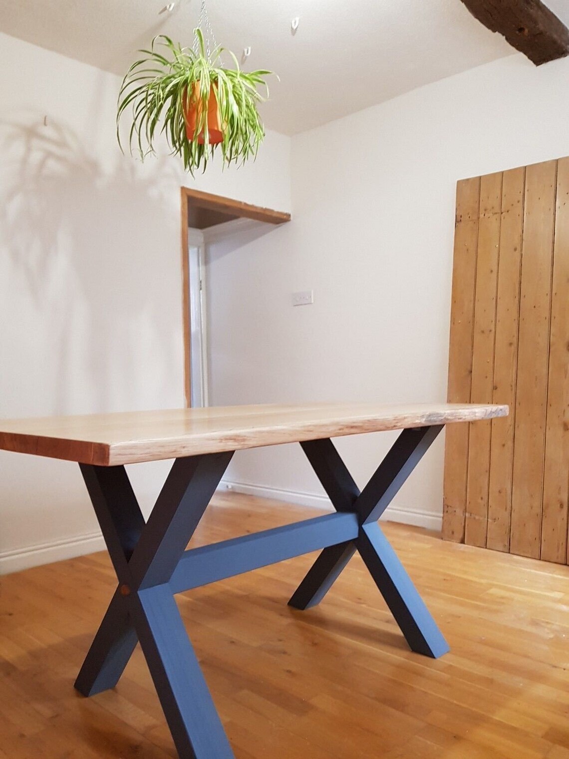 Live Edge Solid Oak Farmhouse Dining Table and Benches With - Etsy