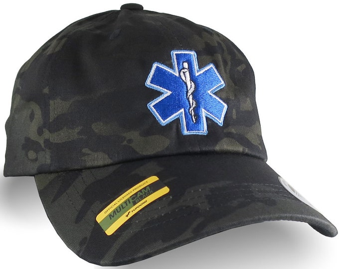 Paramedic Star of Life Caduceus Embroidery on Adjustable Unstructured ...