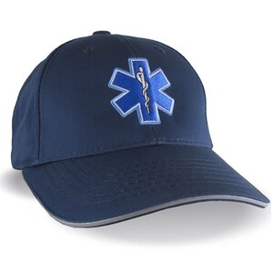 Paramedic EMT EMS Star of Life Embroidery Reflective Trim Navy Blue ...