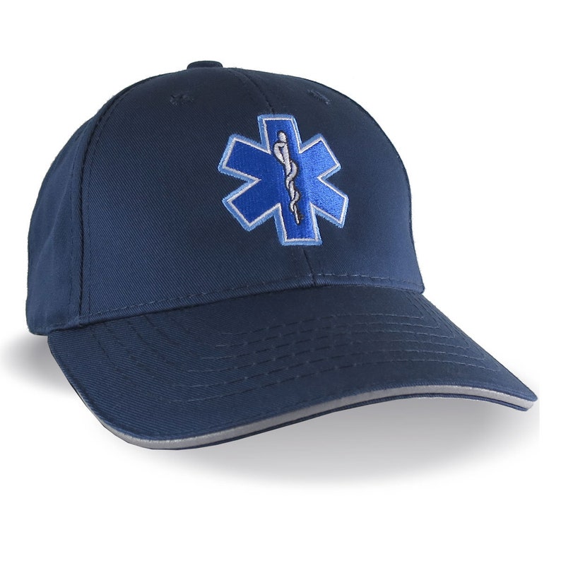 Paramedic EMT EMS Star of Life Embroidery Reflective Trim Navy Blue ...