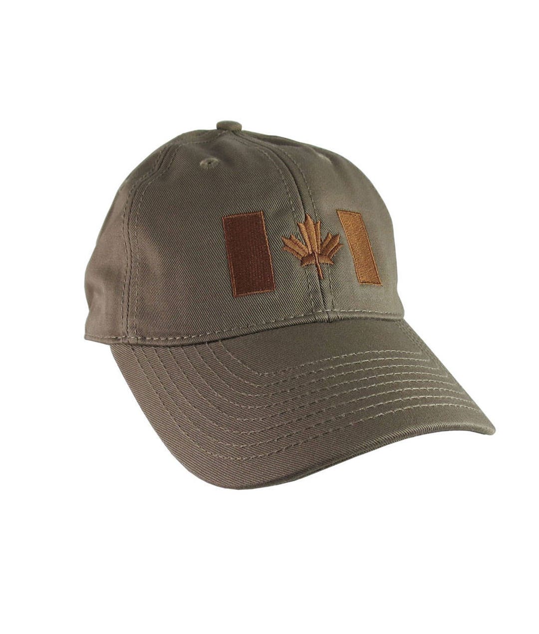 Canadian Flag Copper Embroidery Design on a Taupe Light Brown ...