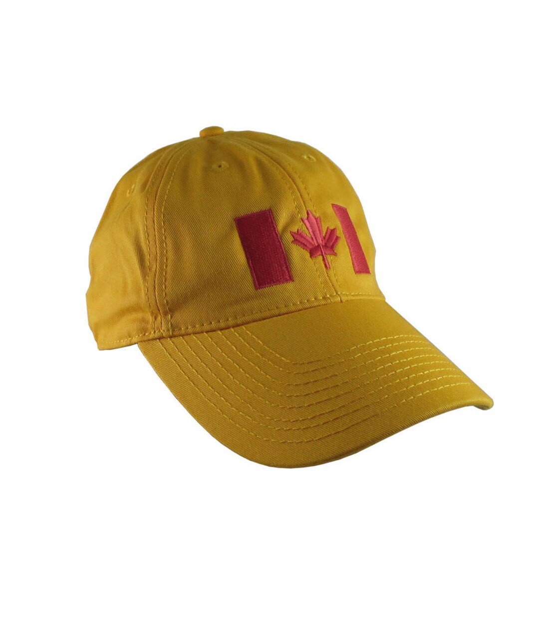 Canadian Flag Hat: Mustard Yellow Baseball Cap With Red Embroidery - Etsy