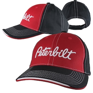 Peterbilt Truck 3D Puff Embroidery Design on Adjustable Red and Black ...
