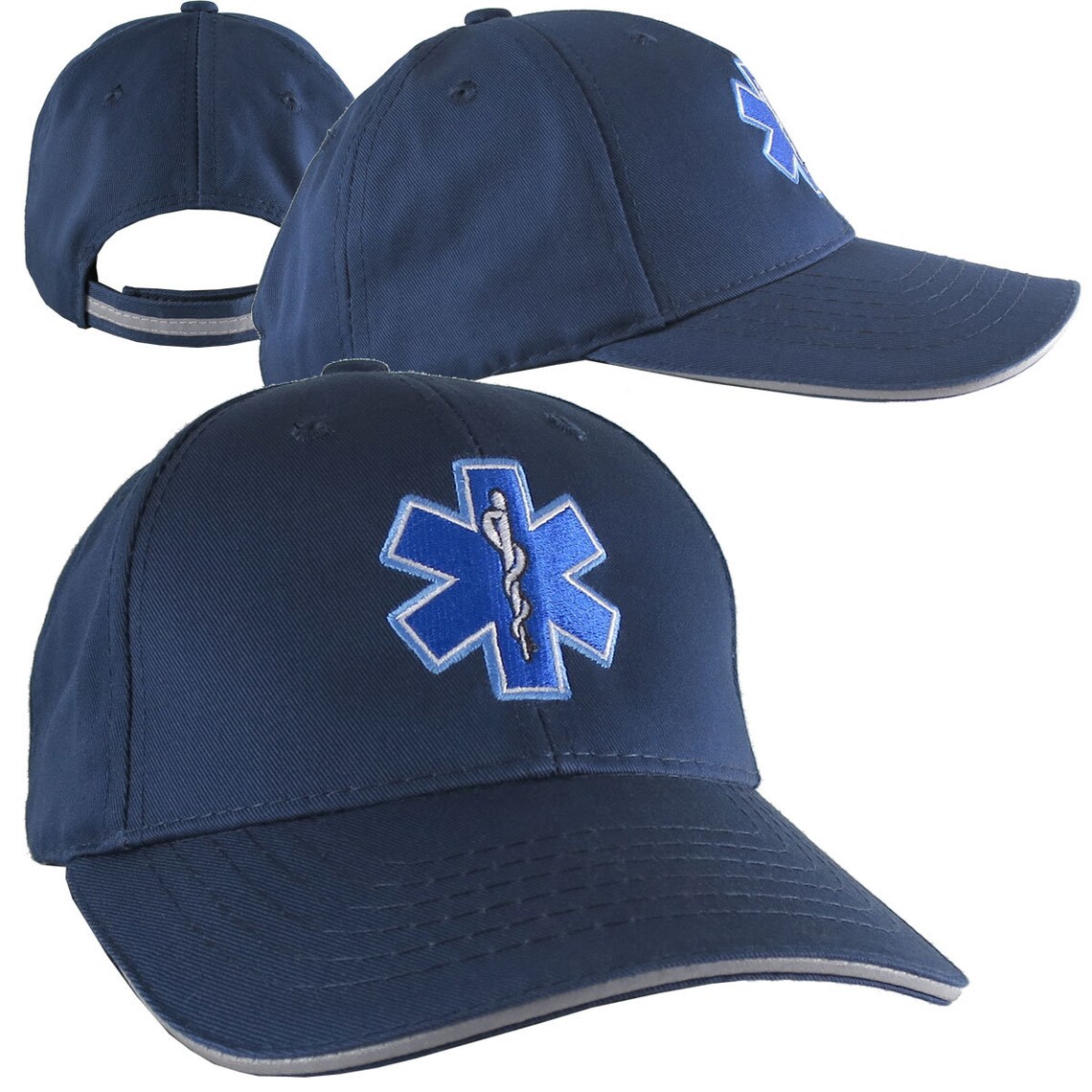 Paramedic EMT EMS Star of Life Embroidery Reflective Trim Navy Blue ...