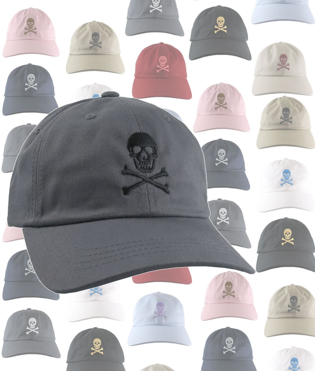 Custom Embroidered Skull Dad Hat: Pirate Crossbones Cotton Cap - Etsy
