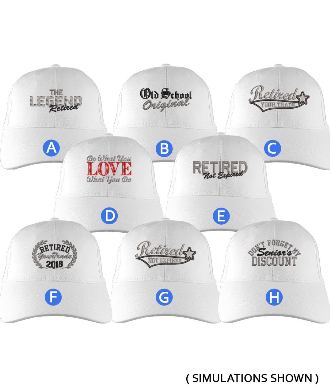 Custom Retirement Embroidery Design on a White Structured Classic ...