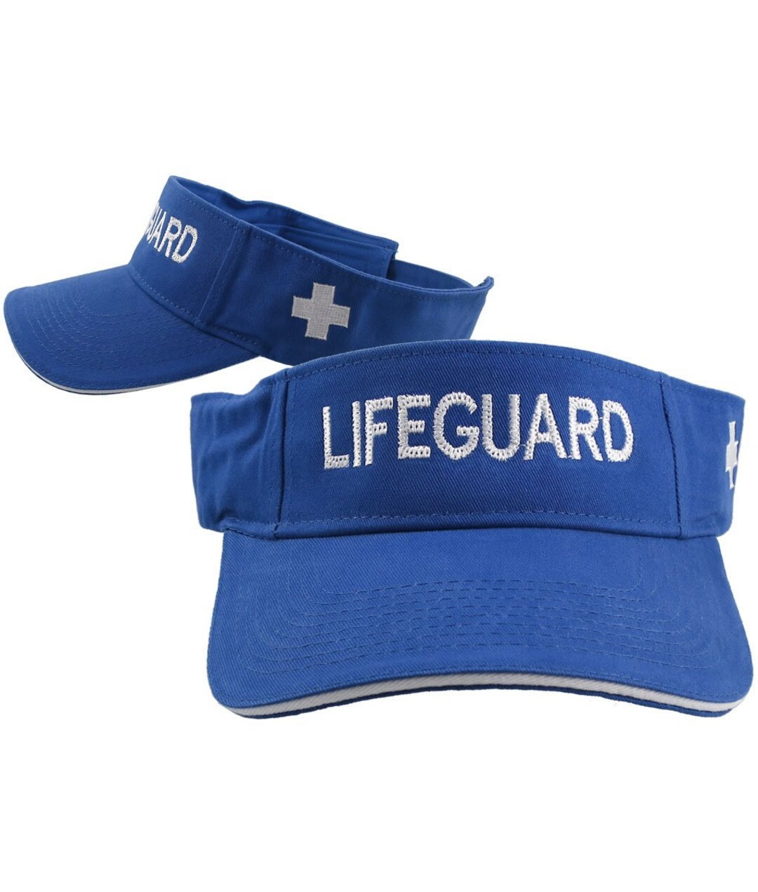 Lifeguard Embroidery on an Adjustable Royal Blue and White Trim Visor ...