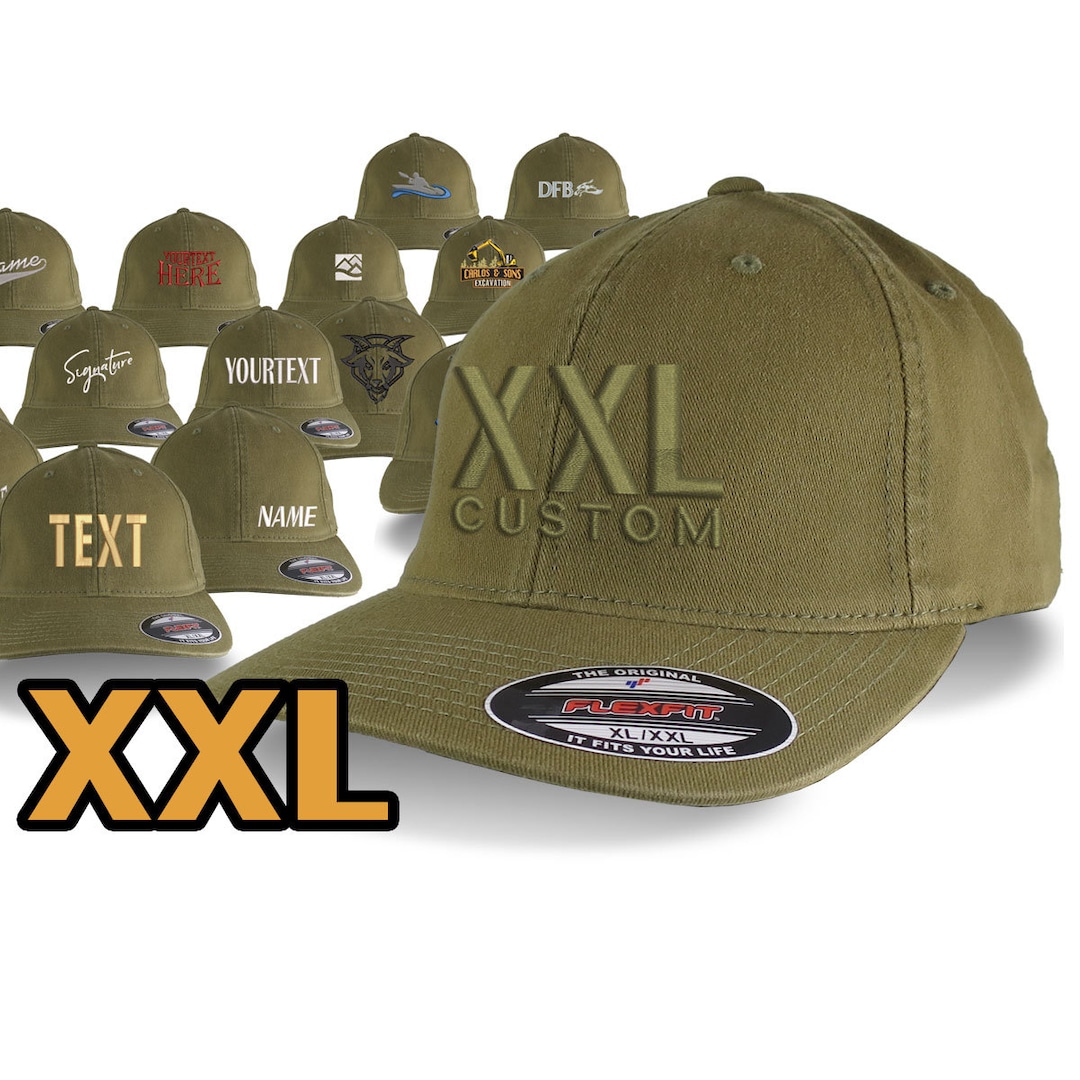 Custom Logo Text Embroidery Oversized Large Head Double XL Fitted ...