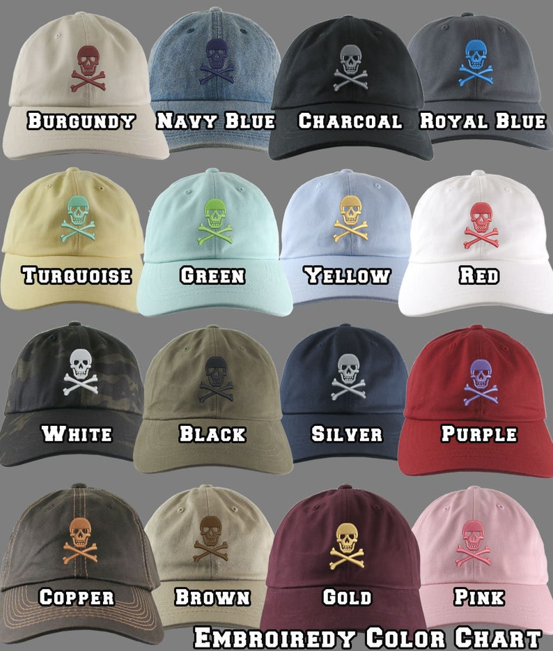 Custom Embroidered Skull Dad Hat: Pirate Crossbones Cotton Cap - Etsy