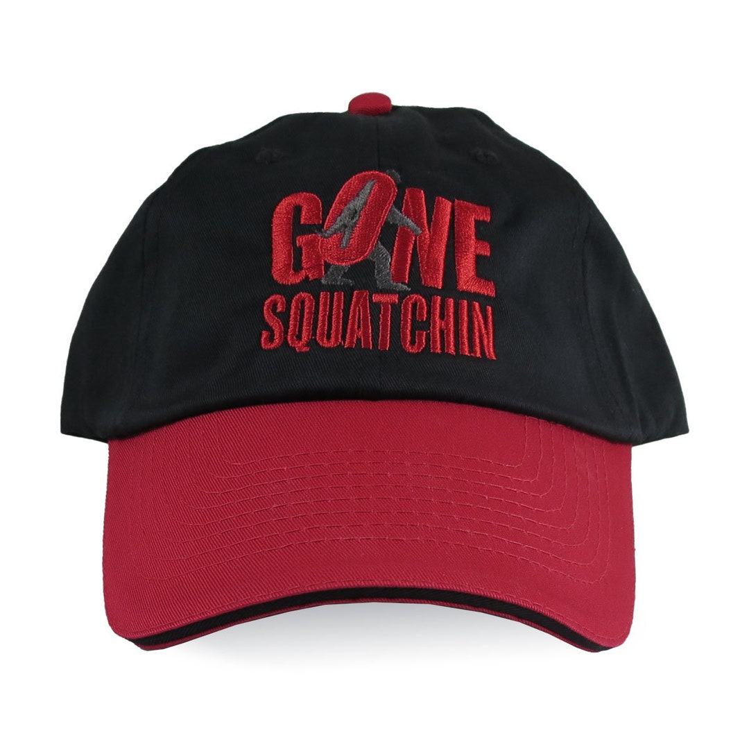 Gone Squatchin Bigfoot Sasquatch Yeti Legend Red Embroidery on an ...