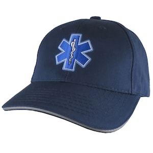 Paramedic EMT EMS Star of Life Embroidery Reflective Trim Navy Blue ...
