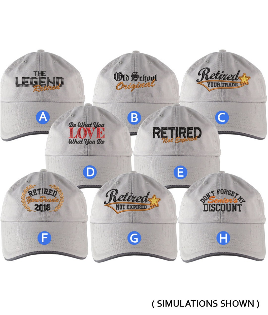 Custom Retirement Embroidery Design Grey Unstructured Classic ...