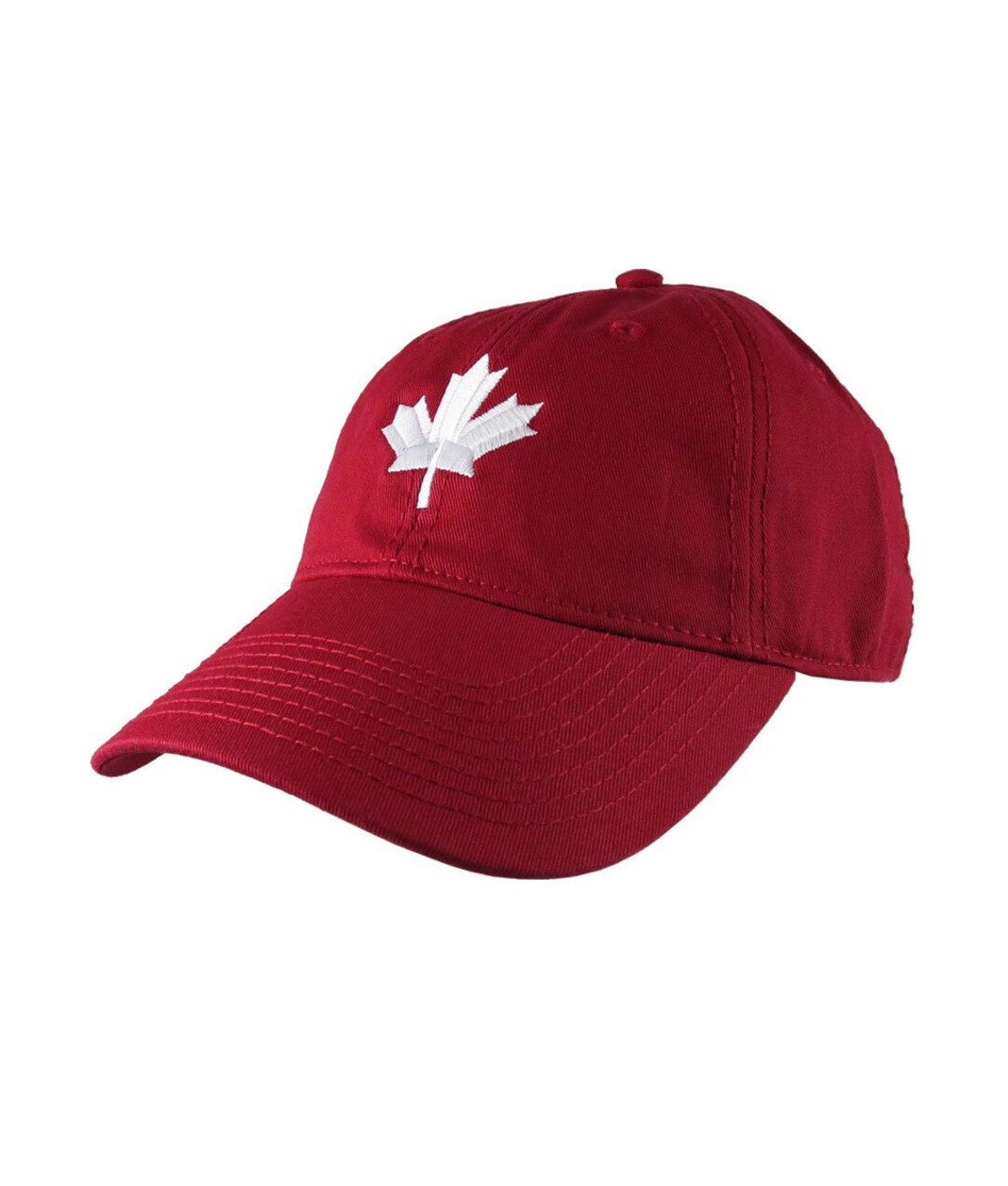 Canadian White Maple Leaf Canada Embroidery on an Adjustable Cranberry ...
