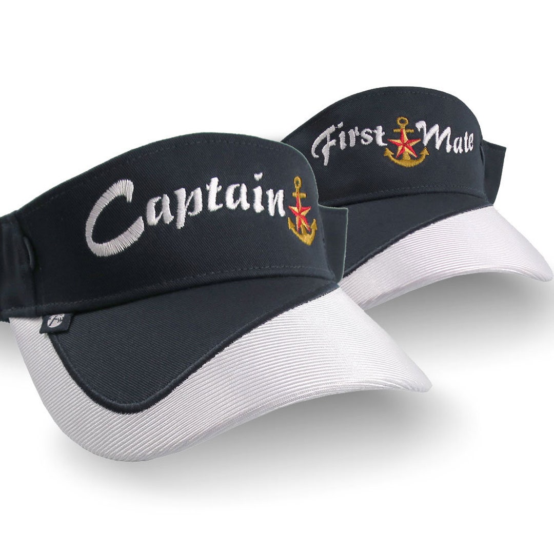 Captain & First Mate Visors: Nautical Star Anchor Embroidered Sun Hats ...