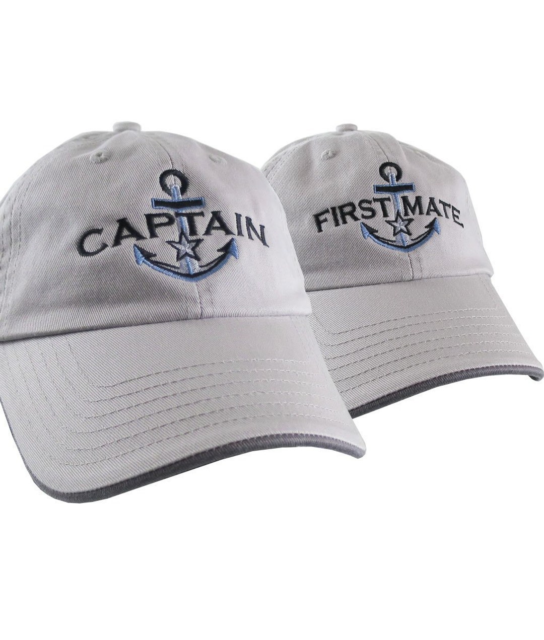 Nautical Silver Star Anchor Captain + First Mate Embroidery 2 ...