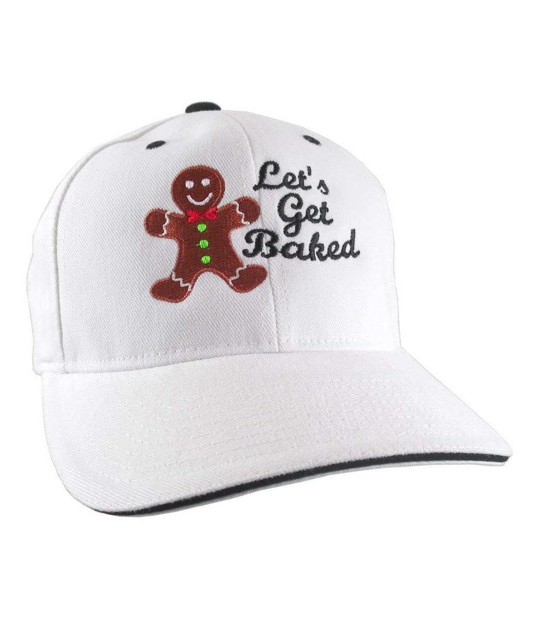 Let's Get Baked Gingerbread Cookie Embroidery on Adjustable White and ...